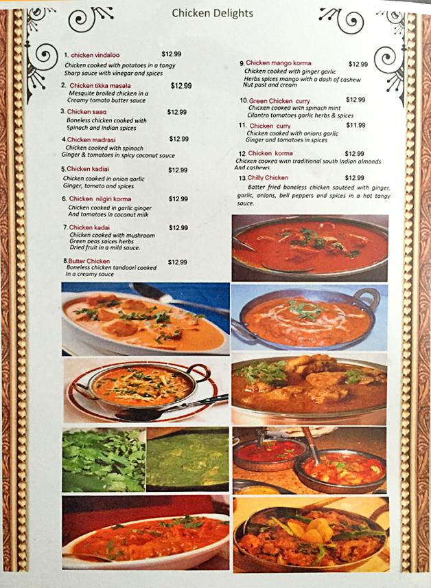 Menu - New Taste of India